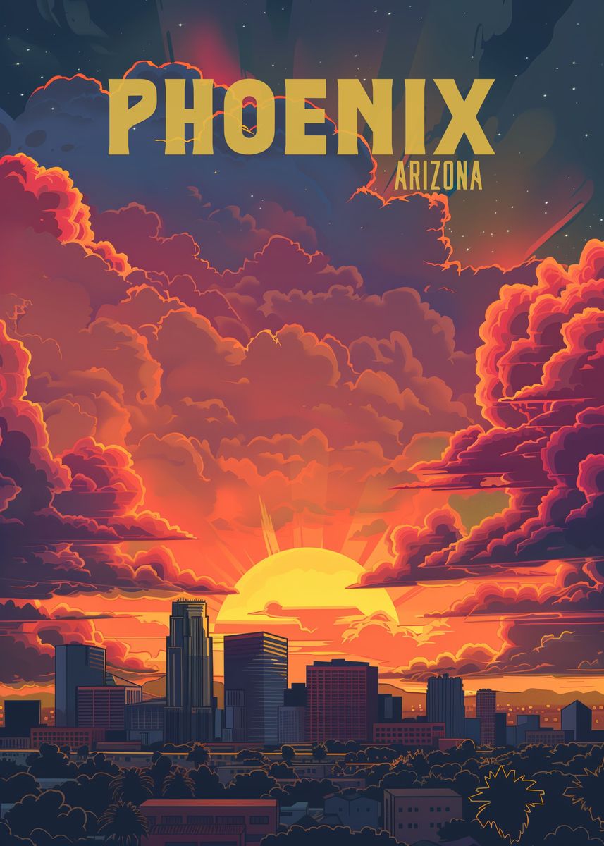 'Sunset in Phoenix Arizona' Poster, picture, metal print, paint by ...