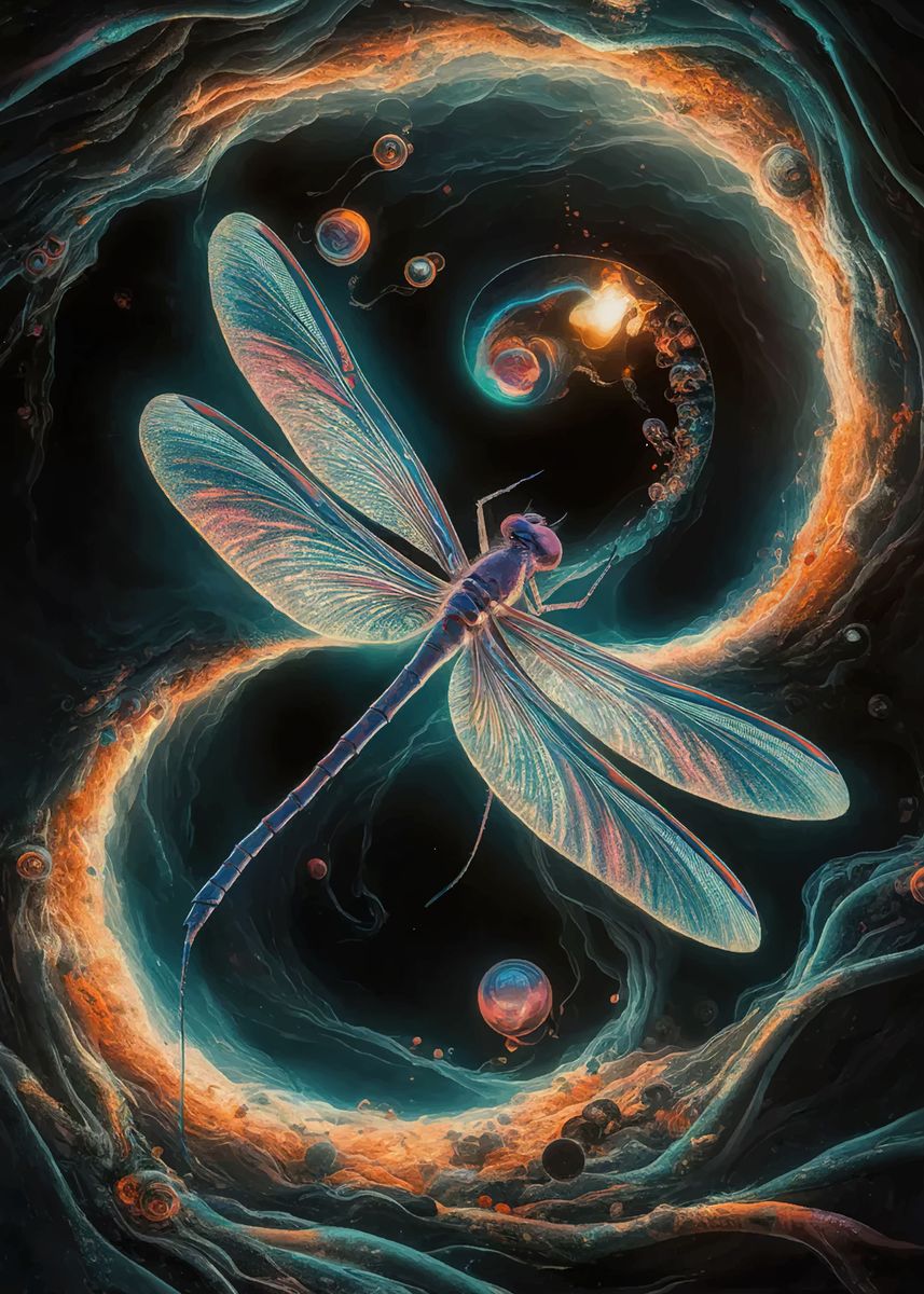 'Galaxy Dragonfly' Poster, picture, metal print, paint by Peter Parker ...