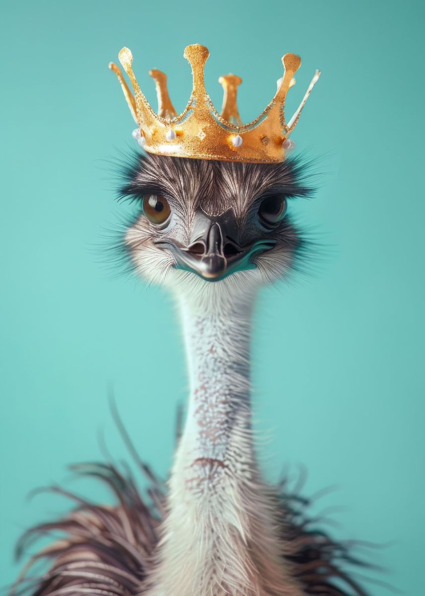 'Ostrich King' Poster, picture, metal print, paint by Morgan Yon | Displate