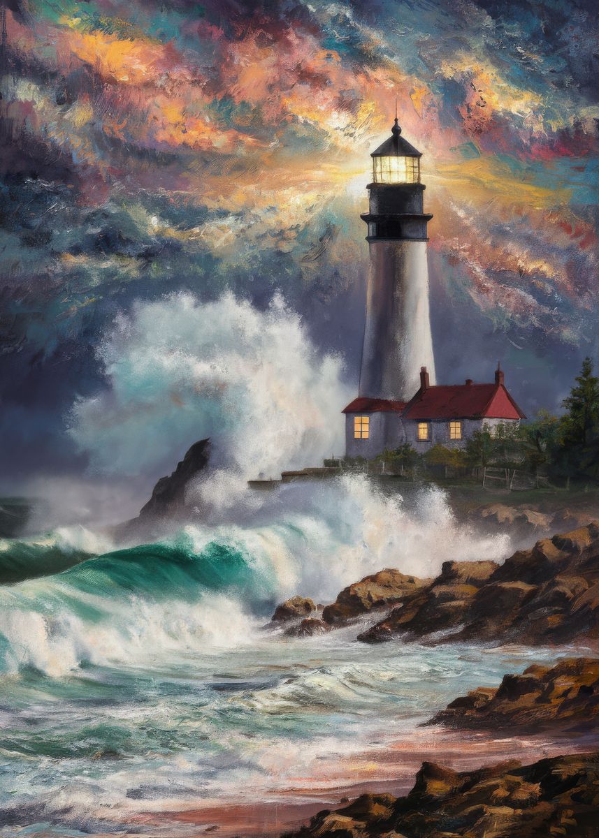 'Lighthouse Painting' Poster, picture, metal print, paint by Cool ...