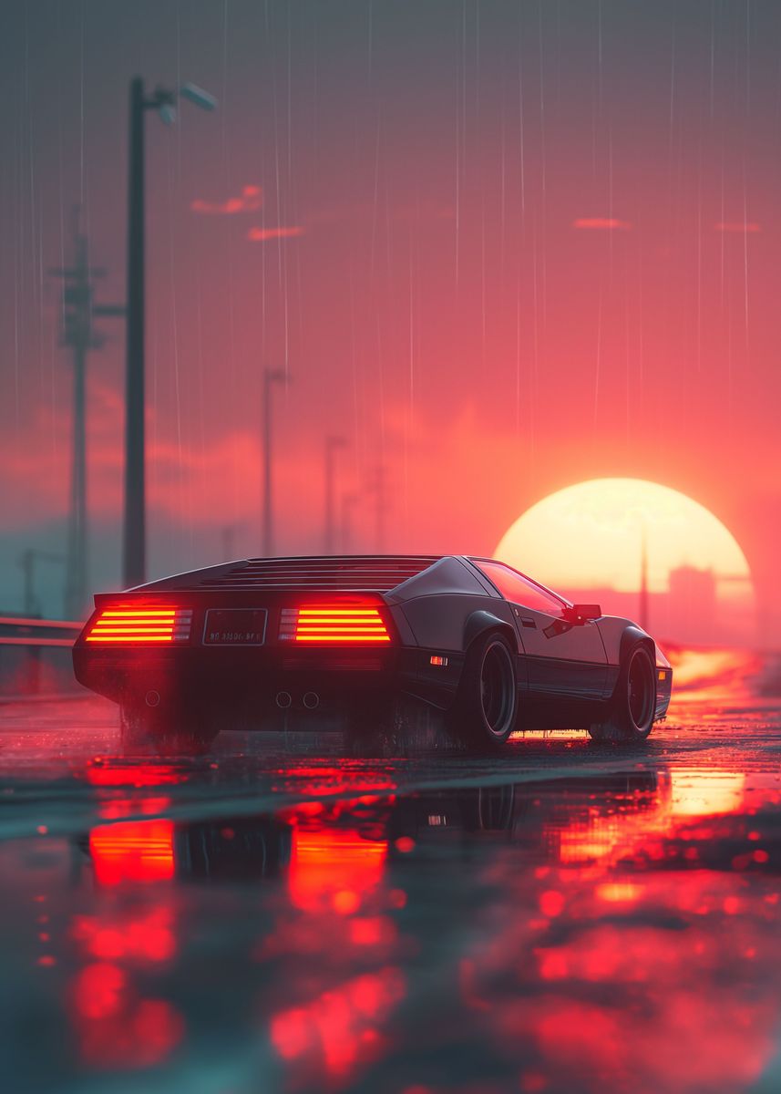 'Night City Sunset Drive' Poster, picture, metal print, paint by Sam ...