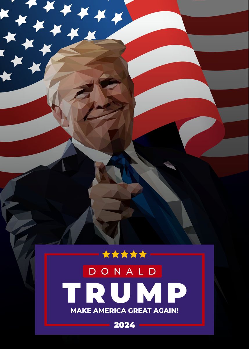 'trump 2024' Poster, picture, metal print, paint by Lowpoly Posters ...