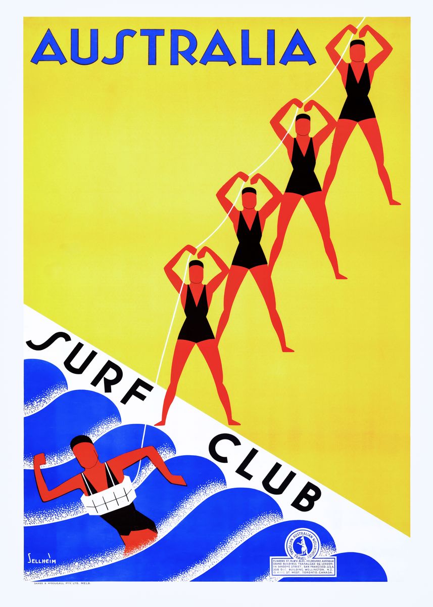 'Australian Surf Club' Poster, picture, metal print, paint by Steel ...