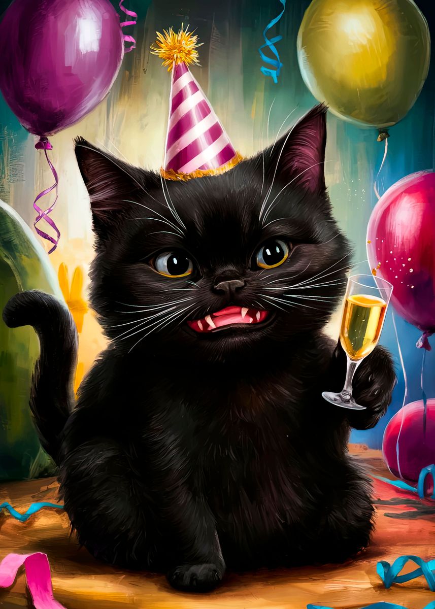 'Party Cat Universe' Poster, picture, metal print, paint by Reflection ...