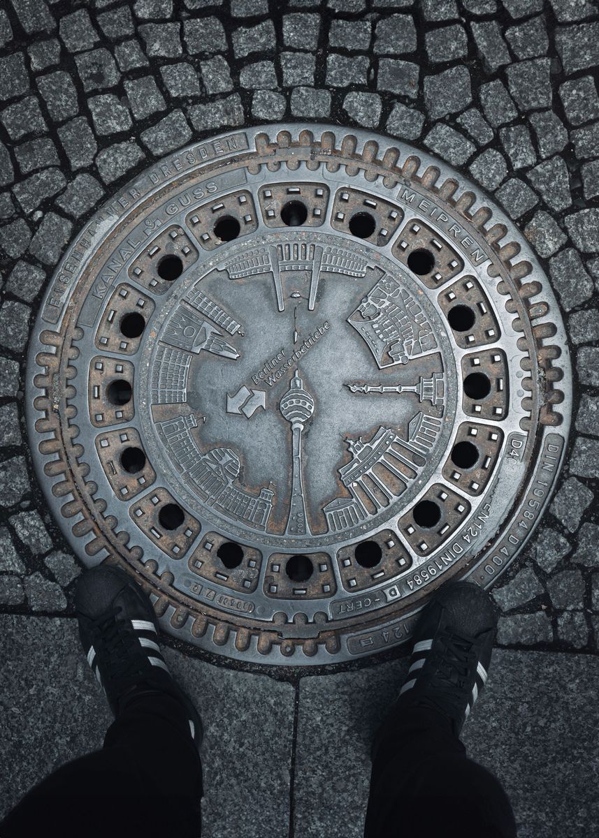 'Manhole Cover in Berlin' Poster, picture, metal print, paint by Stefan ...