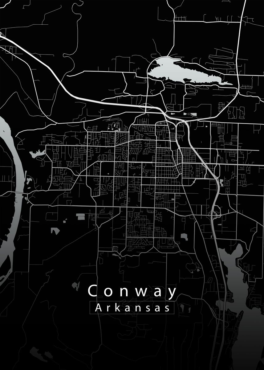 'Conway Arkansas City Map' Poster, picture, metal print, paint by ...