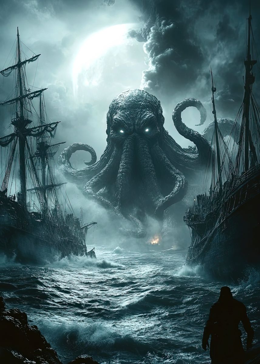 'Cthulhu rising' Poster, picture, metal print, paint by Deep Prompt ...