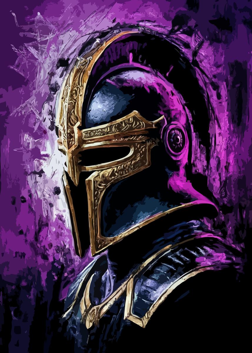 'Purple Spartan Helmets' Poster, picture, metal print, paint by Muhammad Najmi | Displate