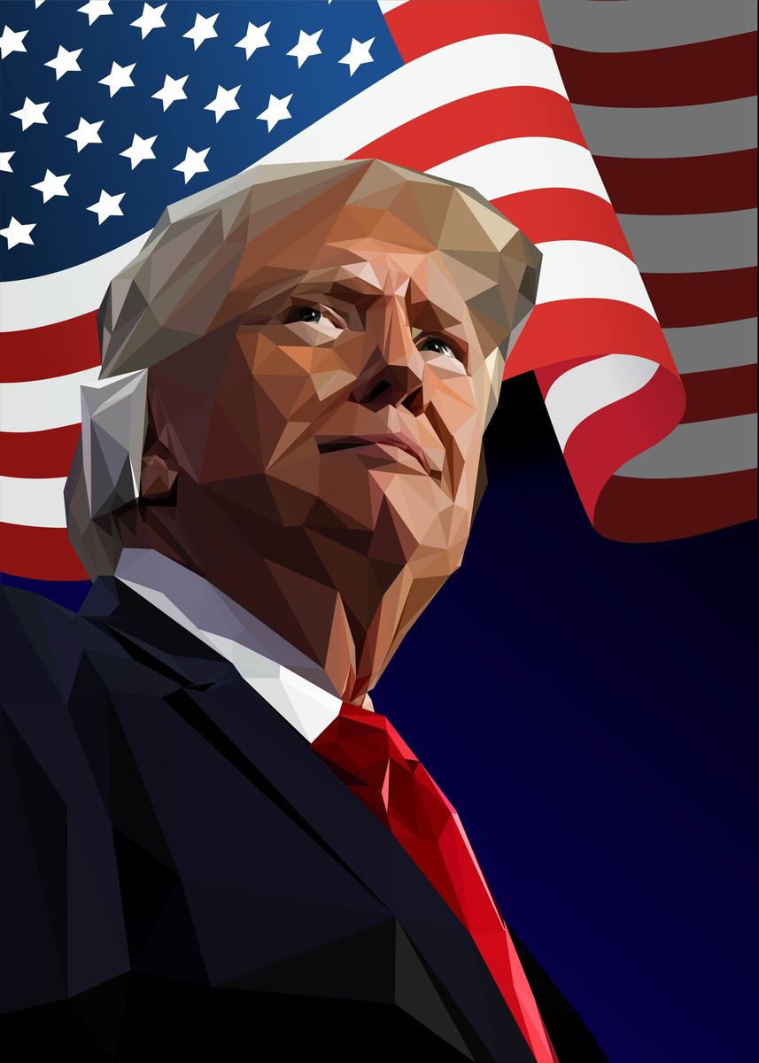 'trump' Poster, picture, metal print, paint by Lowpoly Posters | Displate