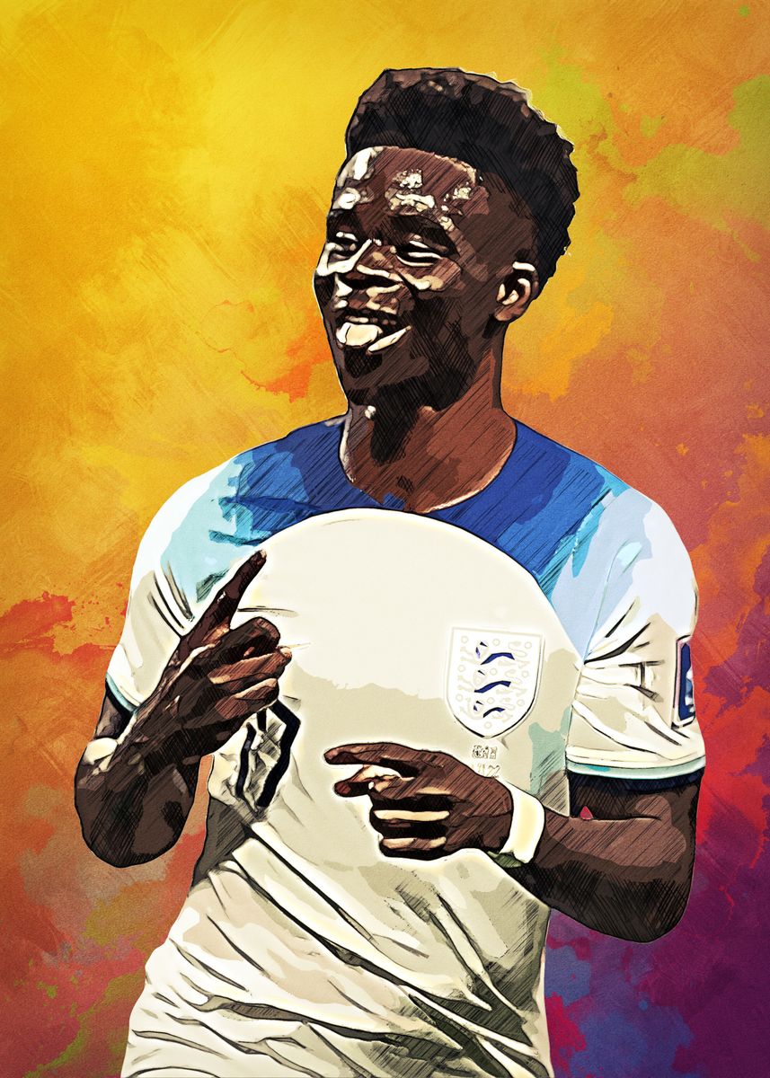 'Bukayo Saka' Poster, picture, metal print, paint by Le Duc Hiep | Displate