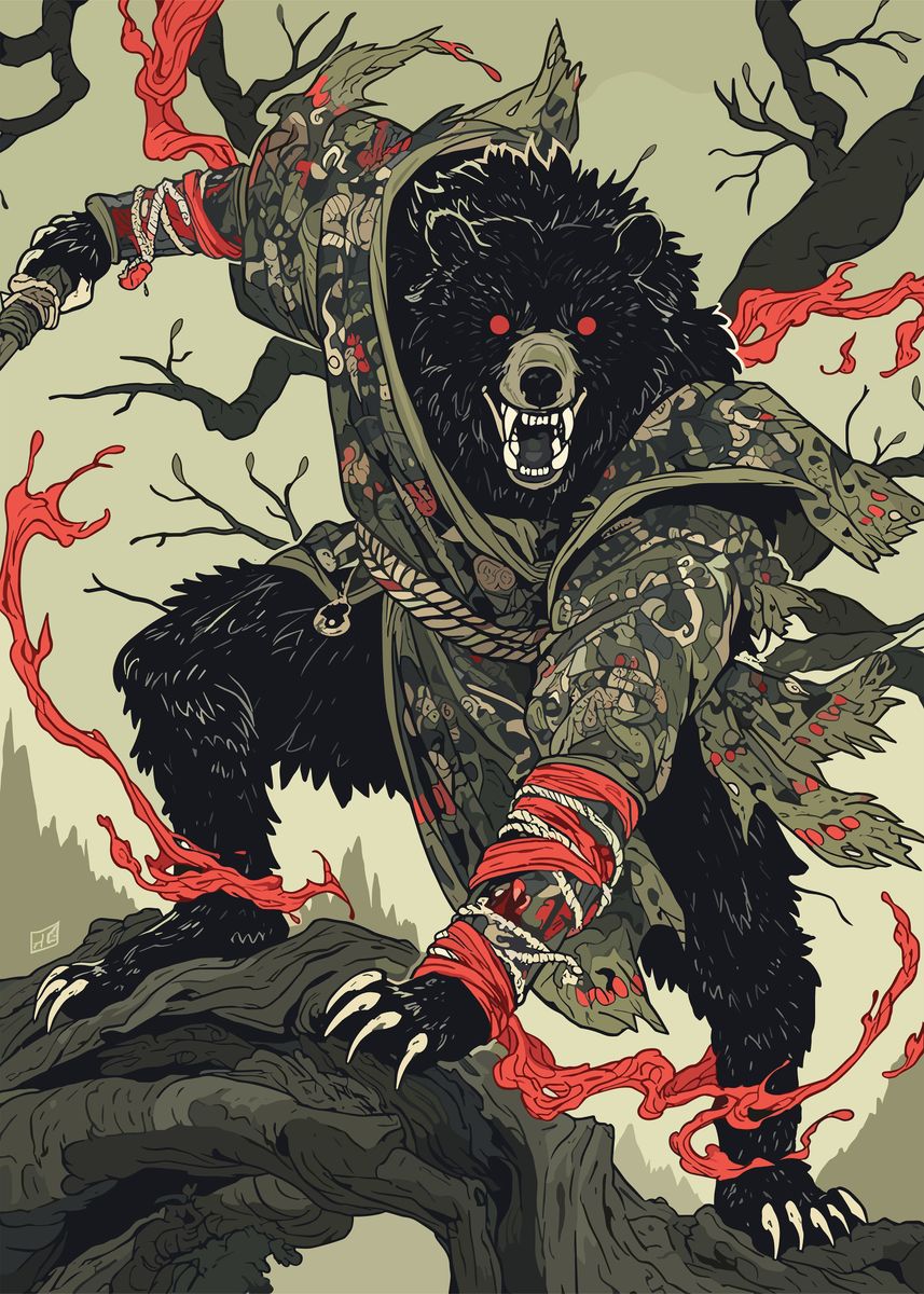 'Bear Legend' Poster, picture, metal print, paint by Gomes Leonard ...