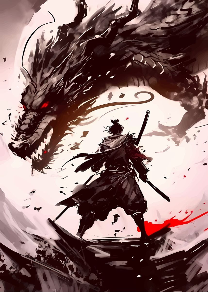 'Japanese Samurai Dragon' Poster, picture, metal print, paint by Best ...