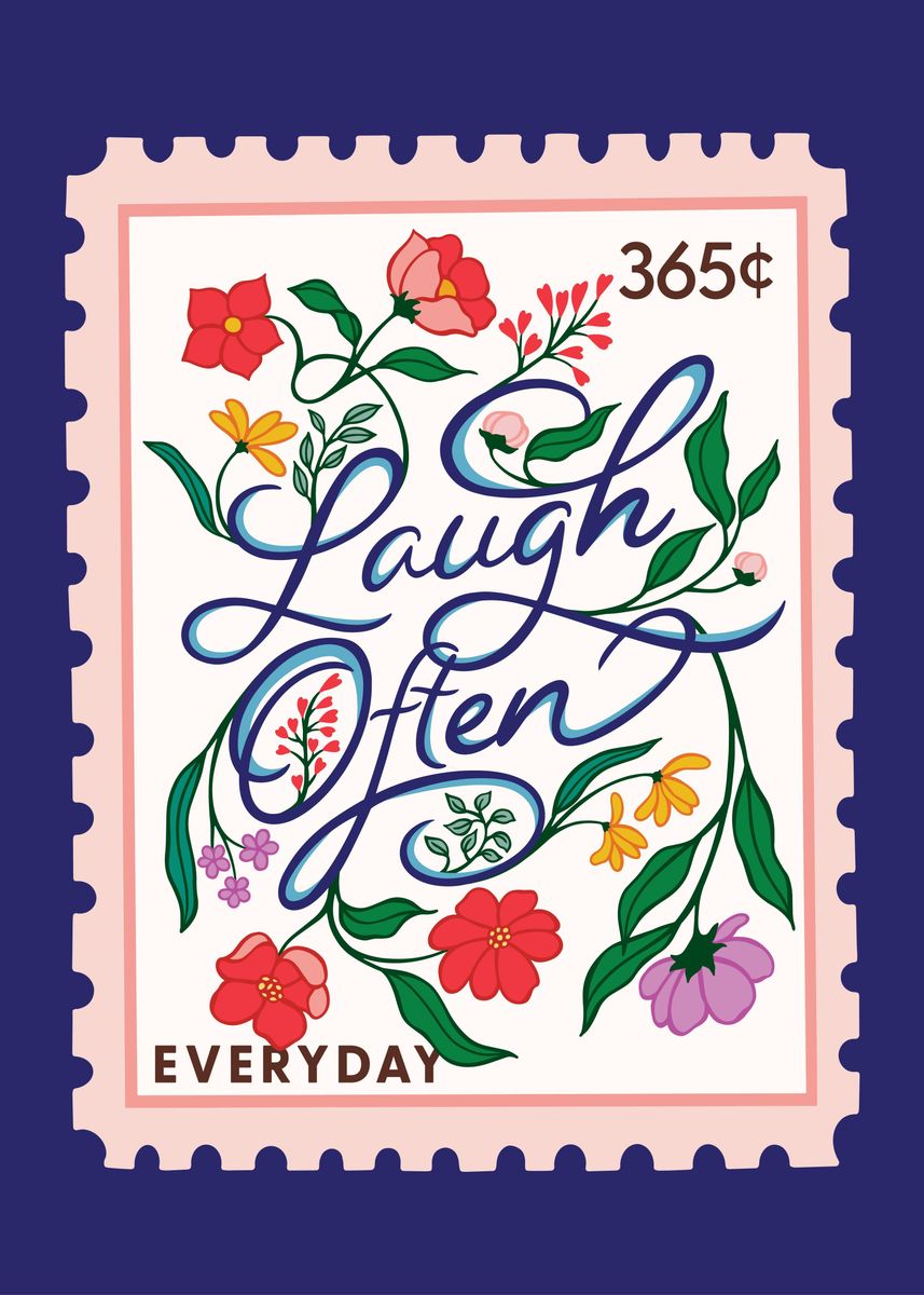 'Laugh Often Lettering Art' Poster, picture, metal print, paint by ...