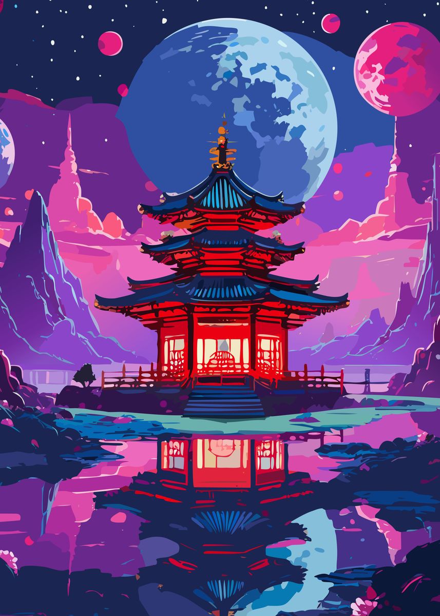 'Japanese Alien Shrine' Poster, picture, metal print, paint by Greg ...