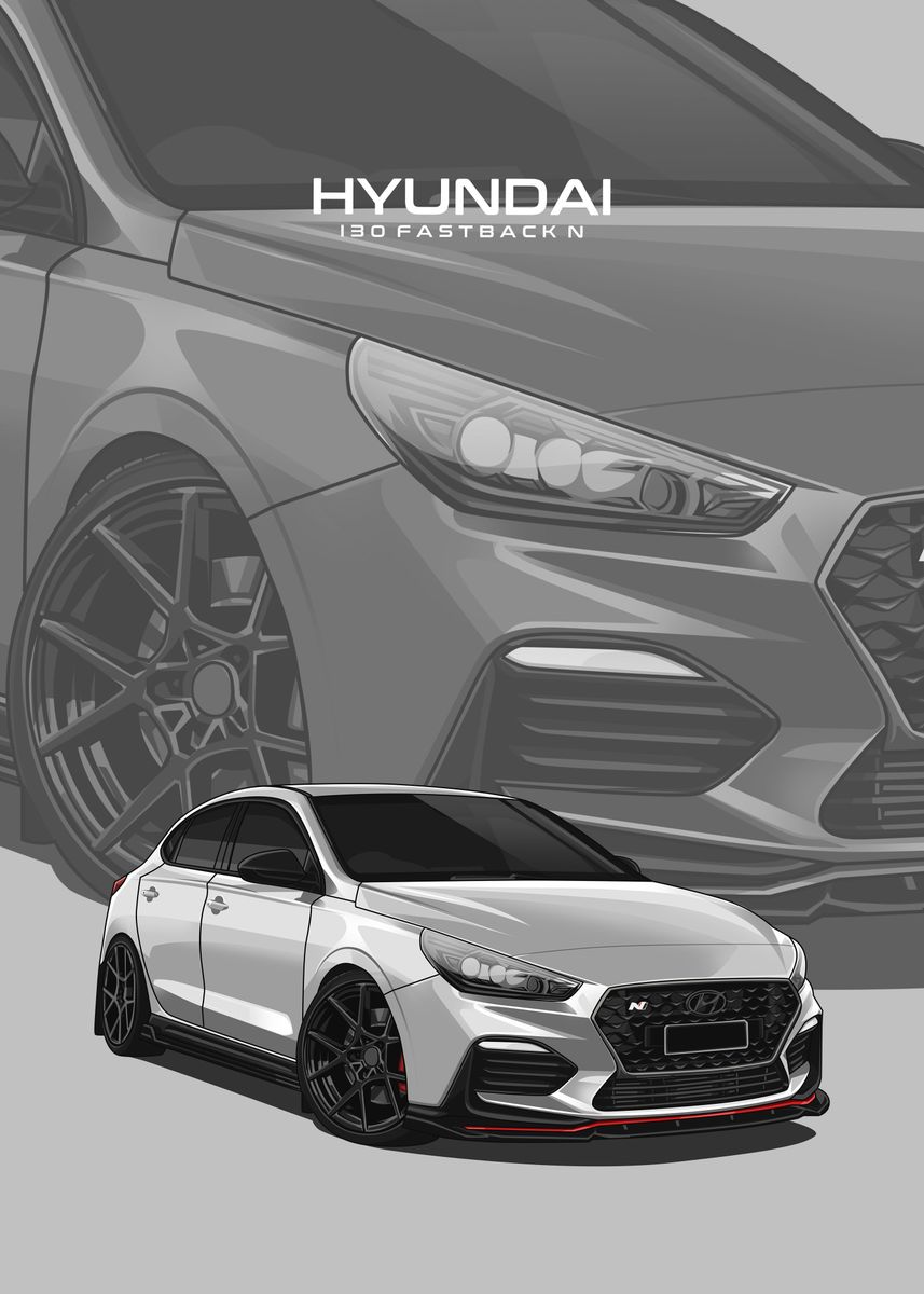 'hyundai i30 fastback n' Poster, picture, metal print, paint by ...