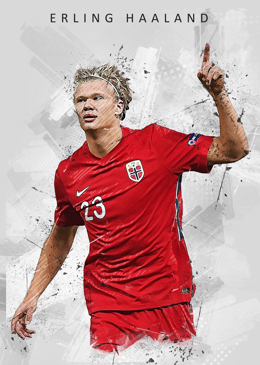 'Erling Haaland Drawing' Poster, picture, metal print, paint by ...