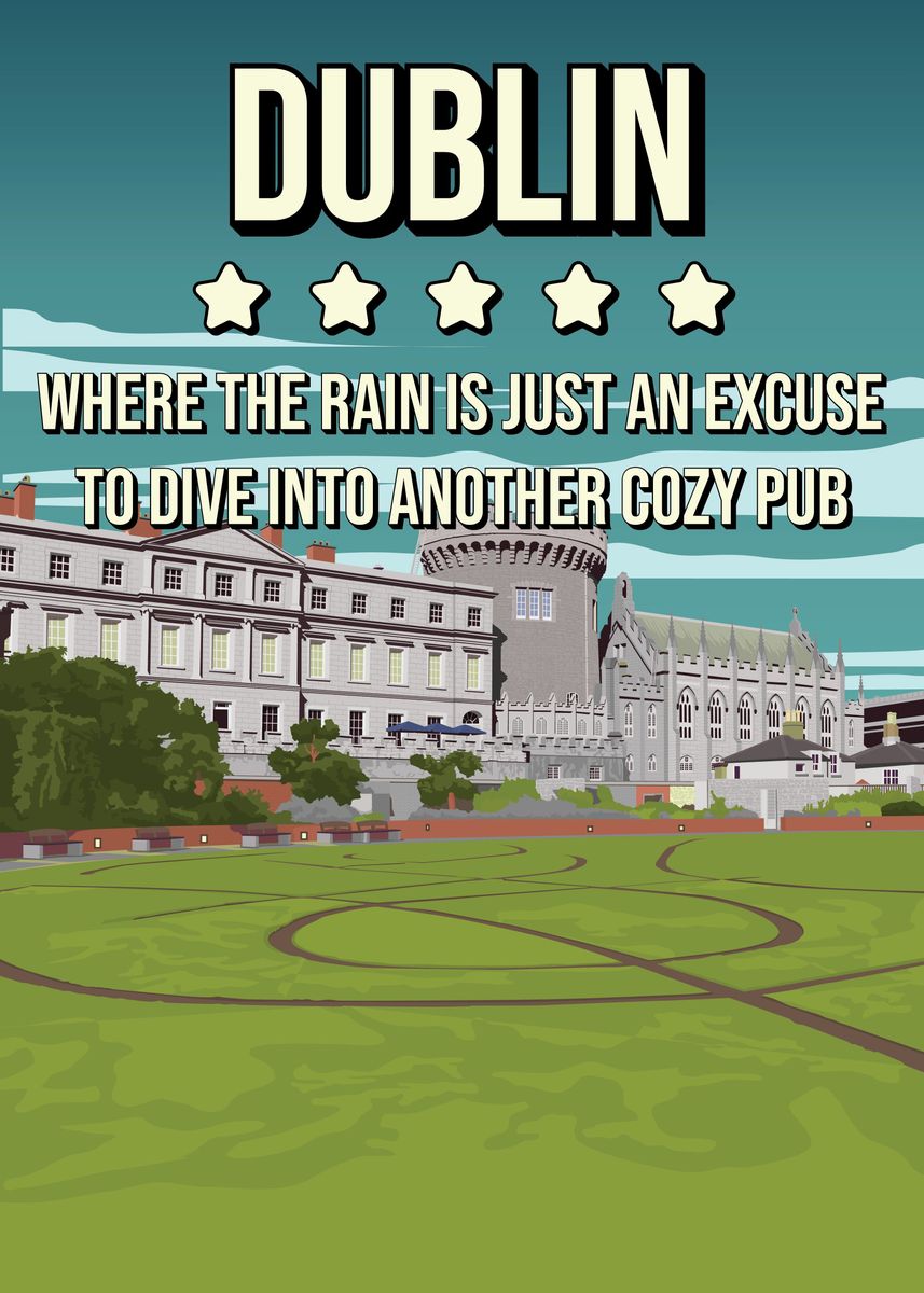'Funny Dublin Travel Poster' Poster, picture, metal print, paint by ...