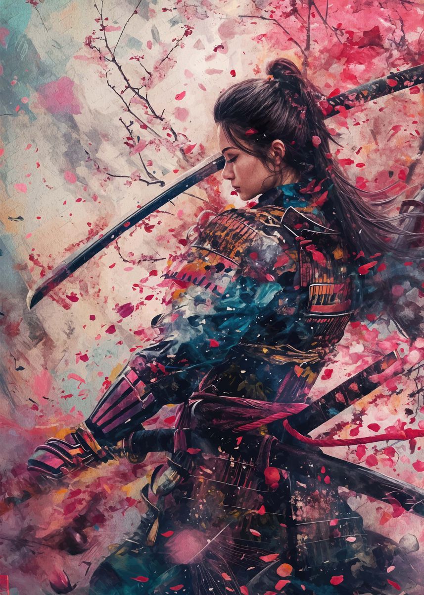 'Geisha Samurai Japan Woman' Poster, picture, metal print, paint by ...