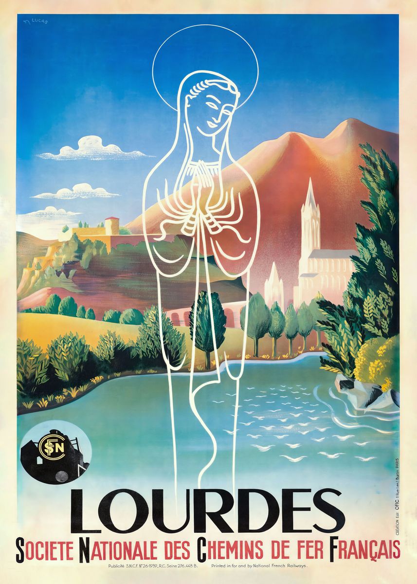 'Lourdes Vintage Travel' Poster, picture, metal print, paint by Steel ...