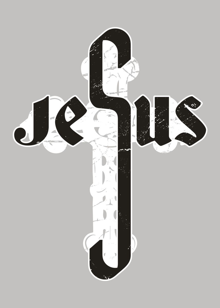 'Jesus cross gray ' Poster, picture, metal print, paint by MrTKBooker ...