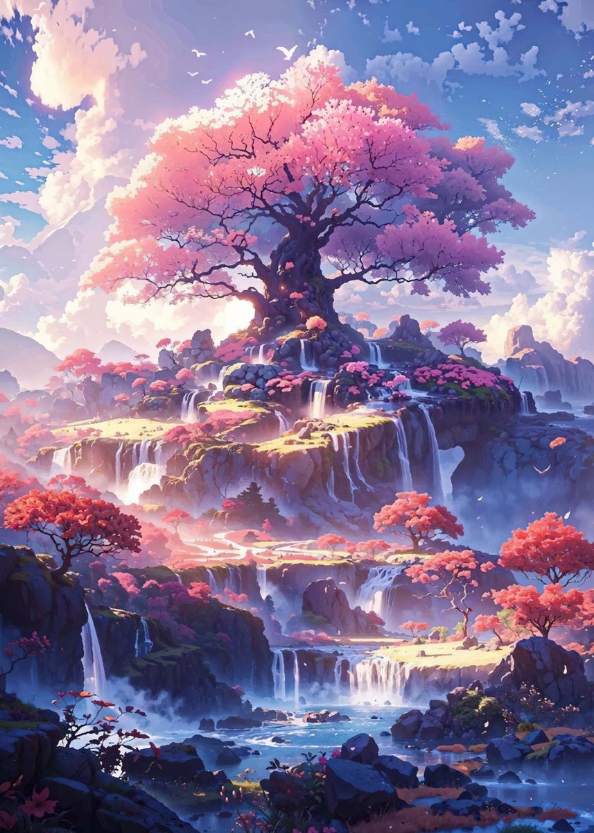 'Colorful Fantasy Landscape' Poster, picture, metal print, paint by ...