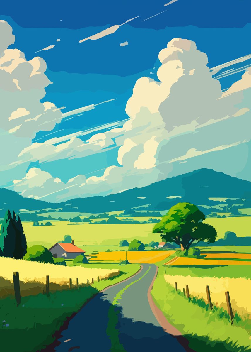 'beautiful scenery' Poster, picture, metal print, paint by Justine Lynn ...