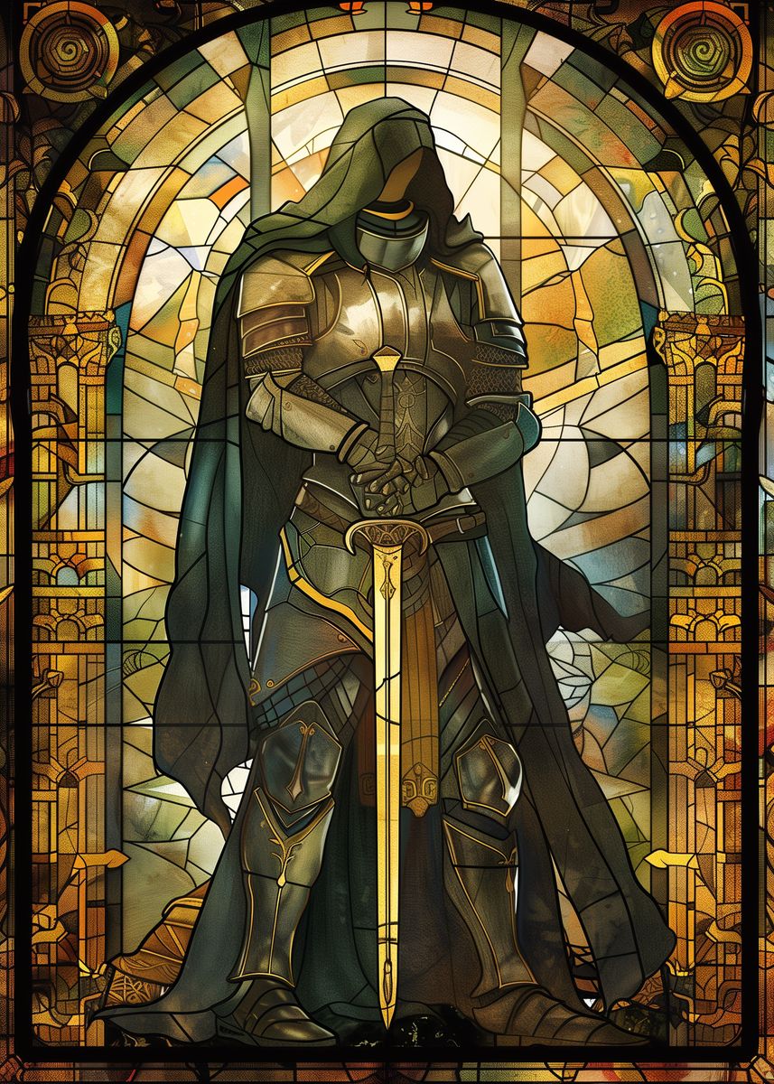 'Golden Paladin Knight' Poster, picture, metal print, paint by ...