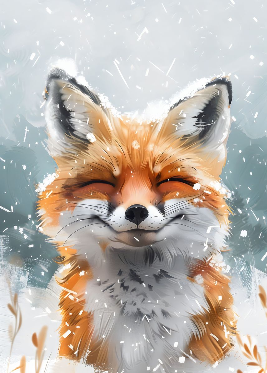 'Fox Cozy Winter' Poster, picture, metal print, paint by Silvie Art ...