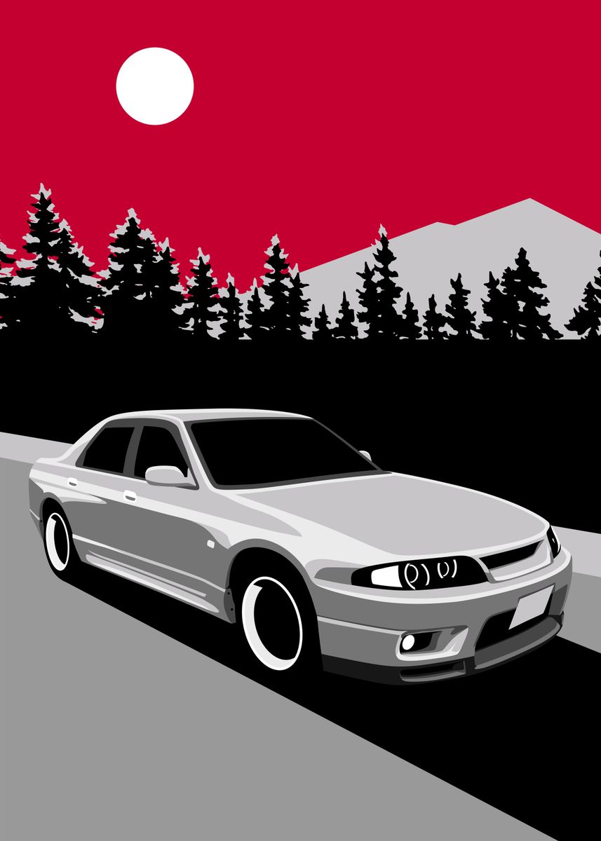 'Nissan Skyline GTR R33' Poster, picture, metal print, paint by ...