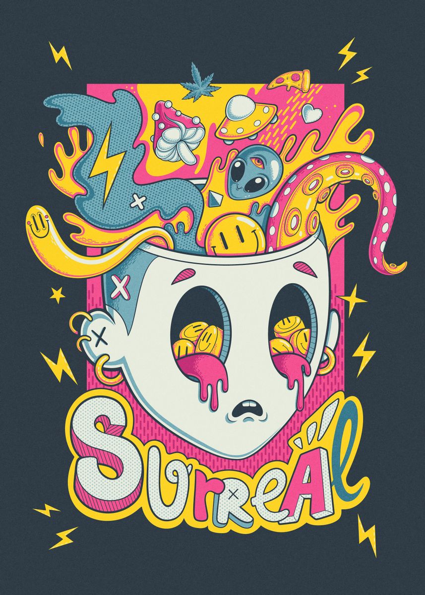 'Surreal Acid Trip' Poster, picture, metal print, paint by StrayCatLabs ...