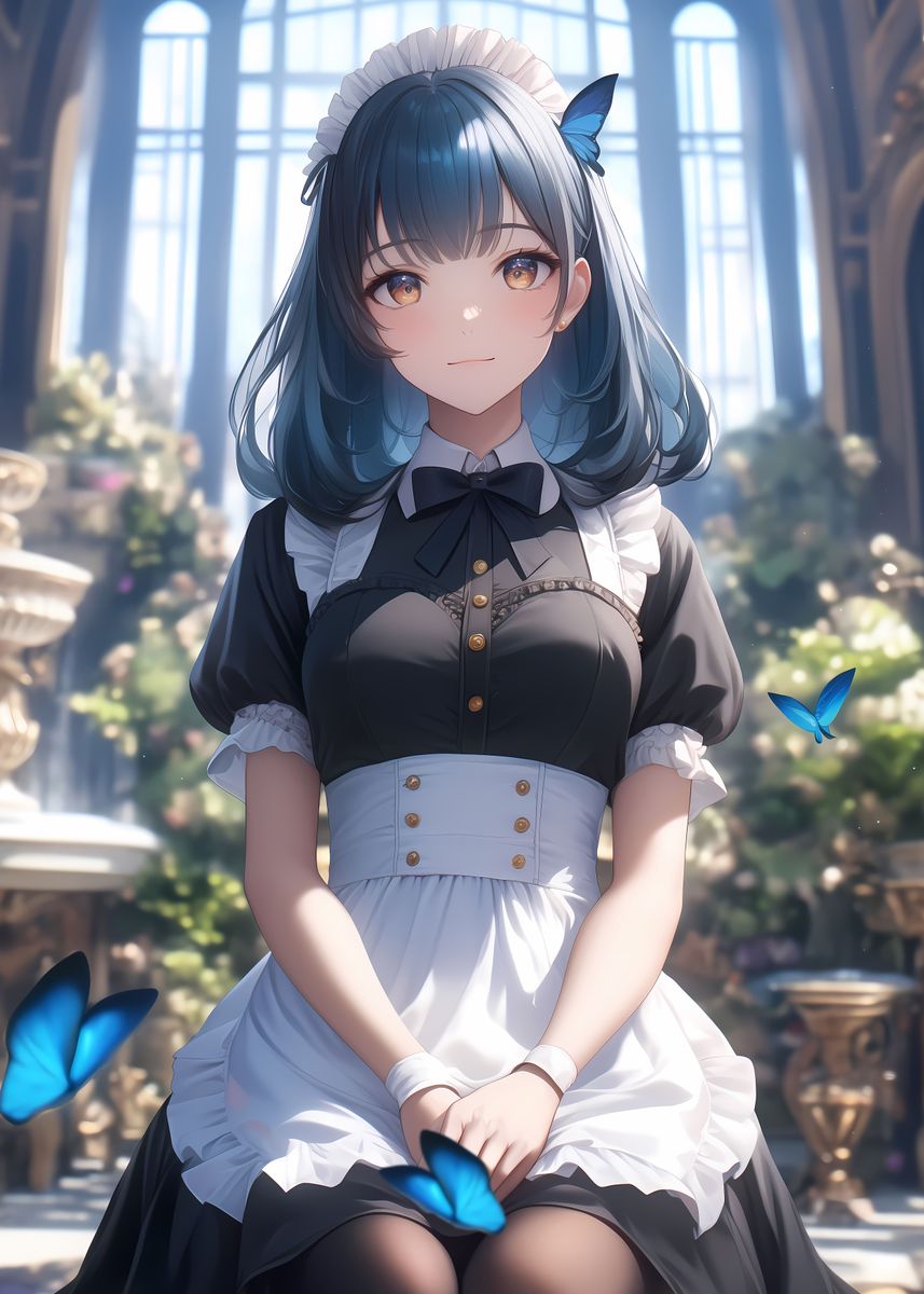 'Anime Maid Floral House ' Poster, picture, metal print, paint by ...
