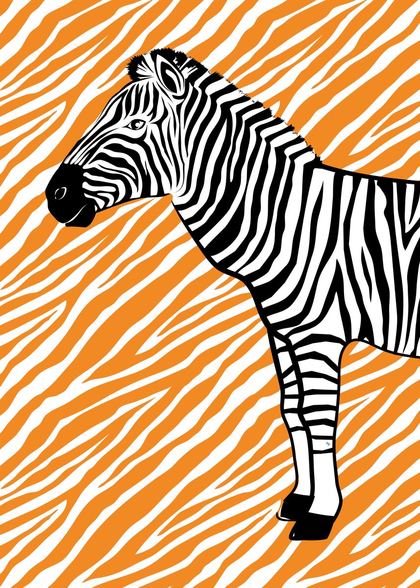 'Cute Orange Zebra Animal' Poster, picture, metal print, paint by ...