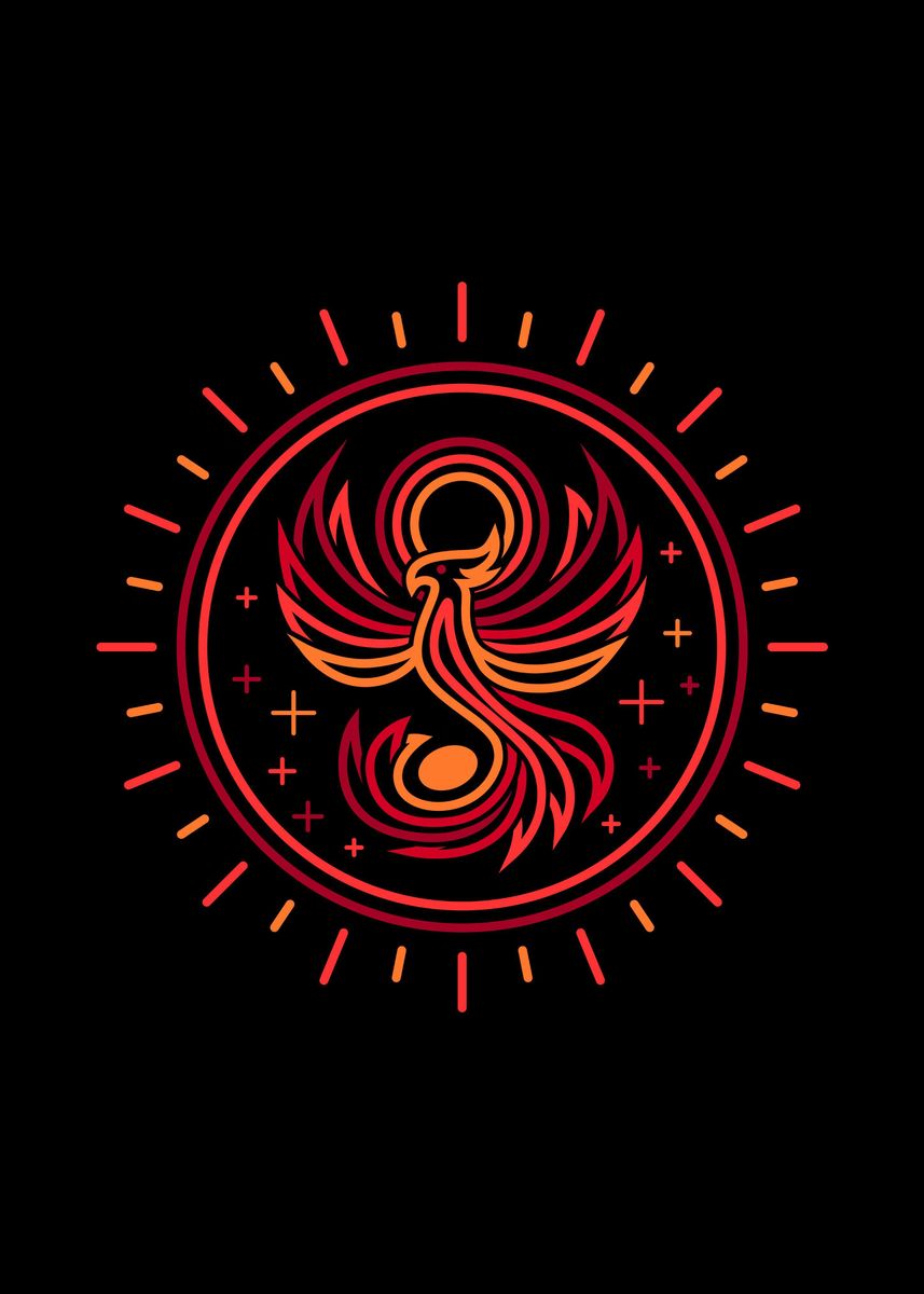 'Minimal Phoenix Bird ' Poster, picture, metal print, paint by sachpica ...