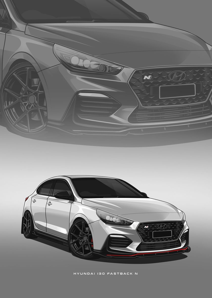 'hyundai i30 fastback n' Poster, picture, metal print, paint by ...