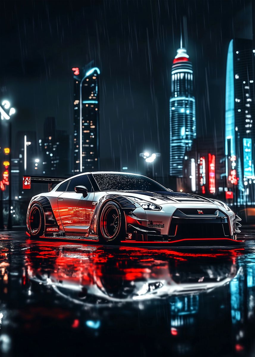 'Nissan GTR Dubai Night' Poster, picture, metal print, paint by Adam ...