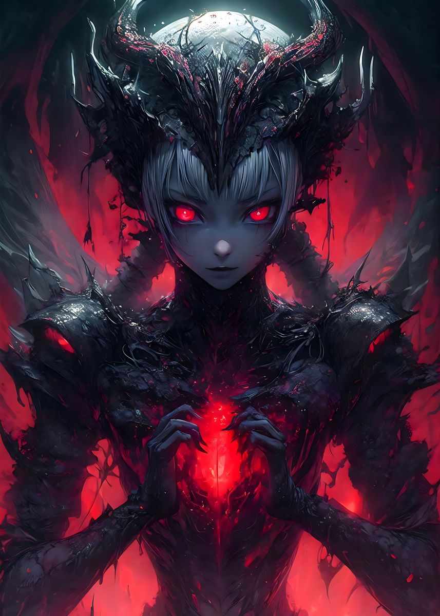 'Demon Evil Anime Girl' Poster, picture, metal print, paint by ...