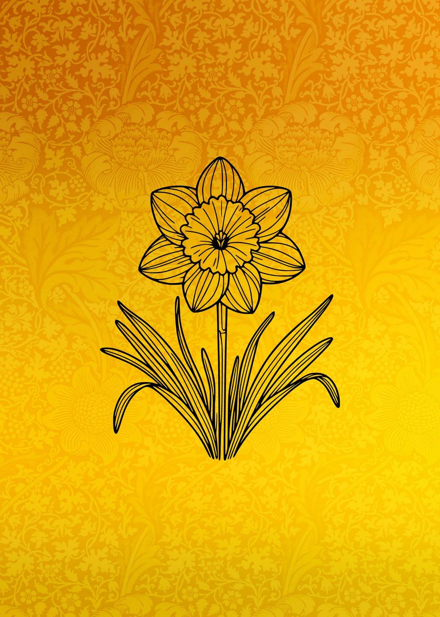 'Daffodil Line Art' Poster, picture, metal print, paint by Isaac ...
