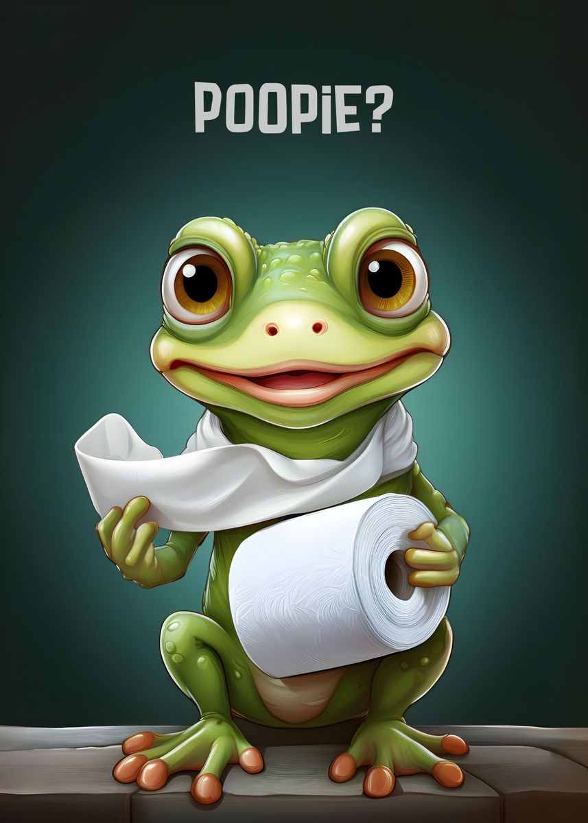 'Poopie Frog' Poster, picture, metal print, paint by Chris | Displate