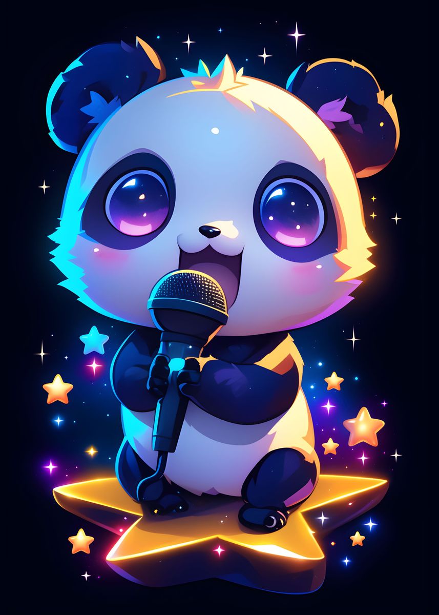 'Cute Panda Singer' Poster, picture, metal print, paint by Alexander ...