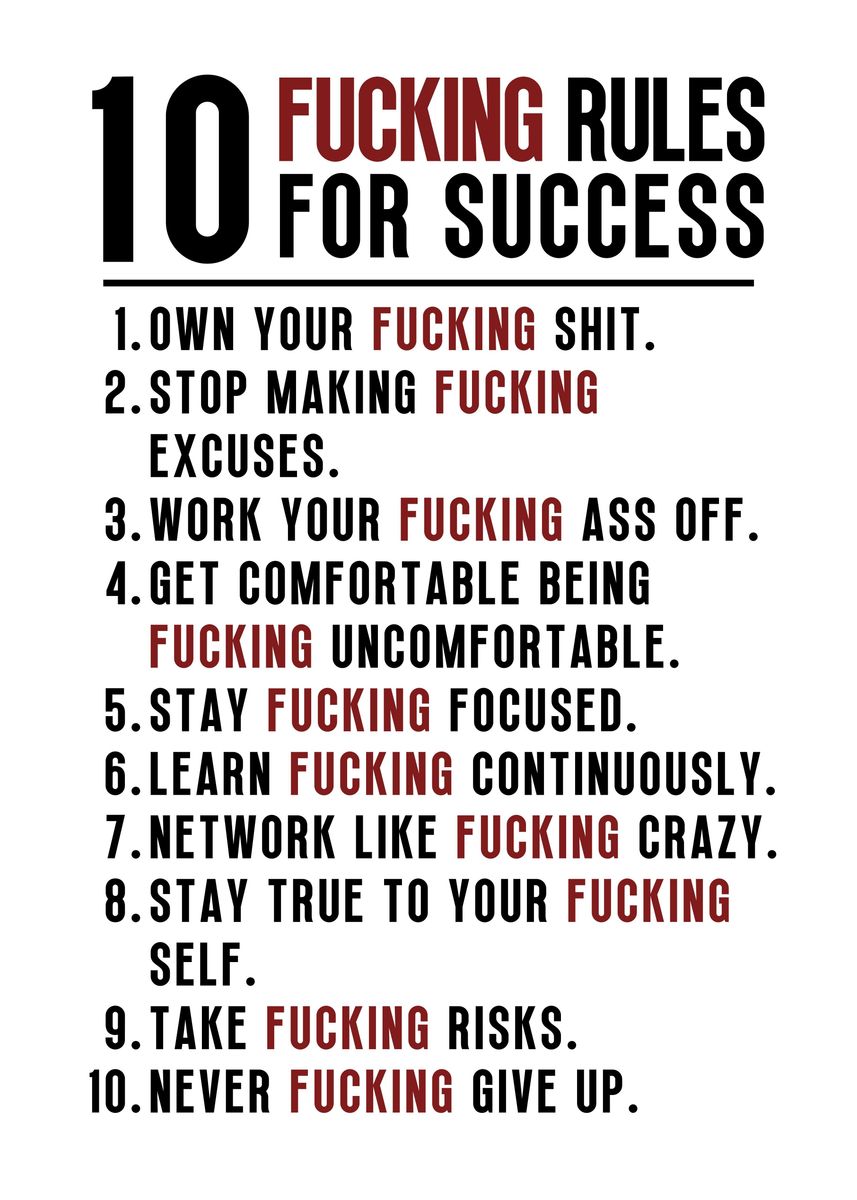 '10 Rules For Success' Poster, picture, metal print, paint by slamet ...
