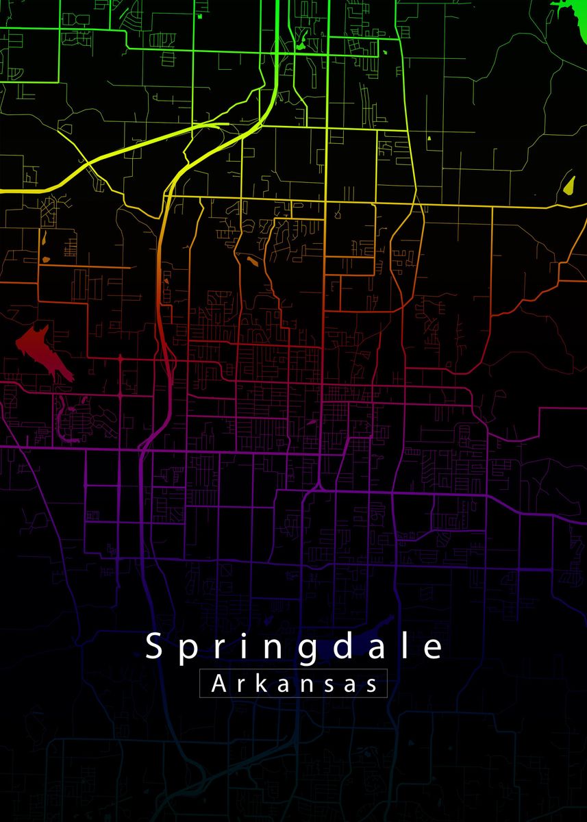 'Springdale Arkansas Map' Poster, picture, metal print, paint by Robin ...