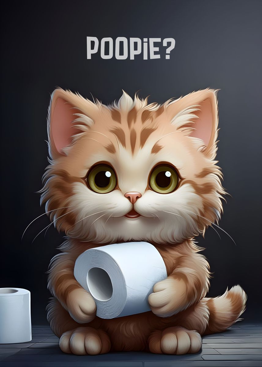'Poopie Cat' Poster, picture, metal print, paint by Chris | Displate