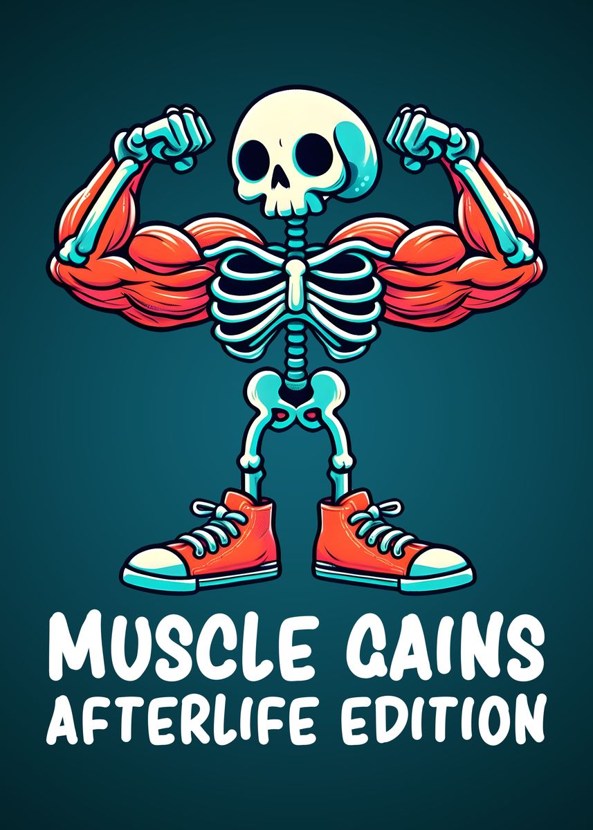 'Skeleton Workout Deadlifts' Poster, picture, metal print, paint by ...