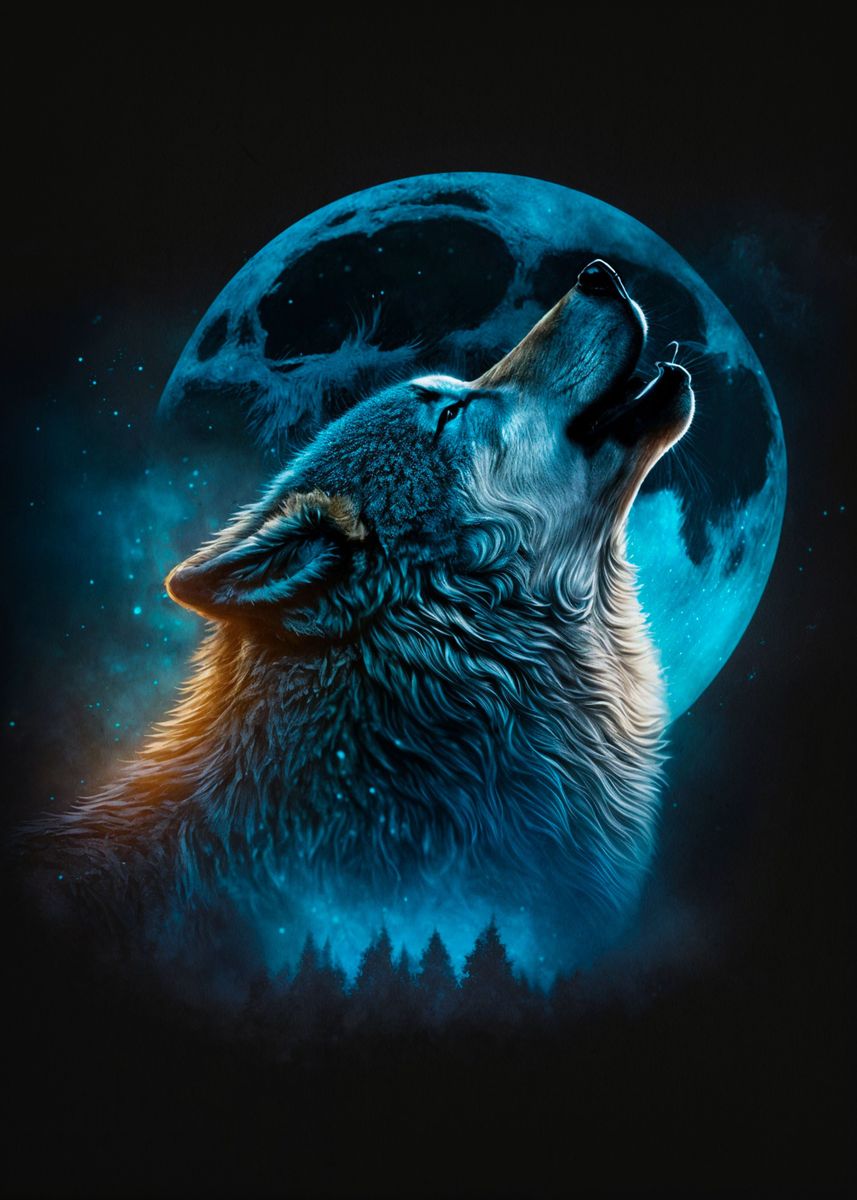 'Howling Wolf' Poster, picture, metal print, paint by Nice Japan | Displate