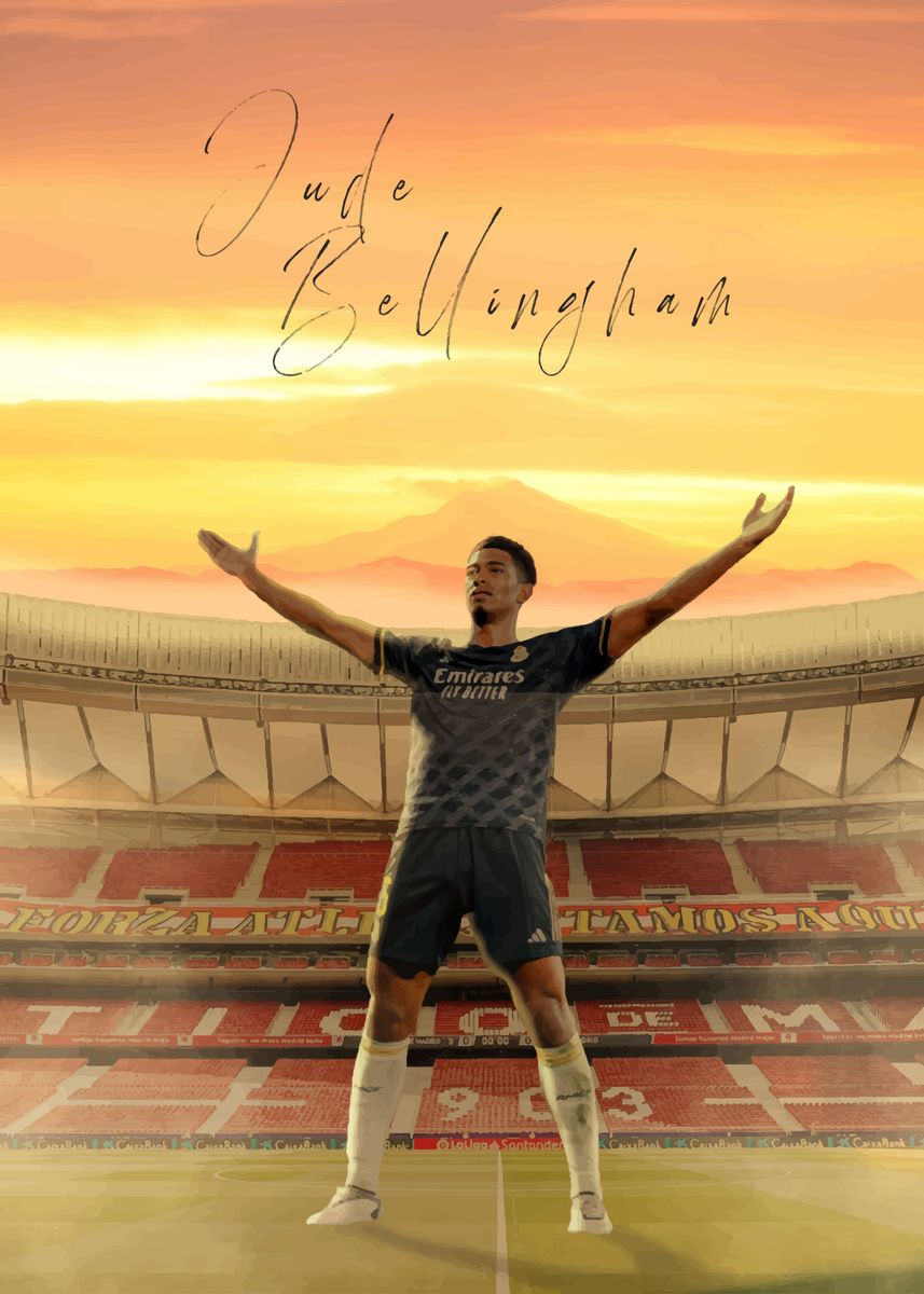 'Jude Bellingham celebrates' Poster, picture, metal print, paint by ...