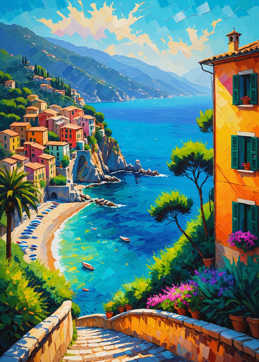 'Italian Riviera' Poster, picture, metal print, paint by City Map Art ...