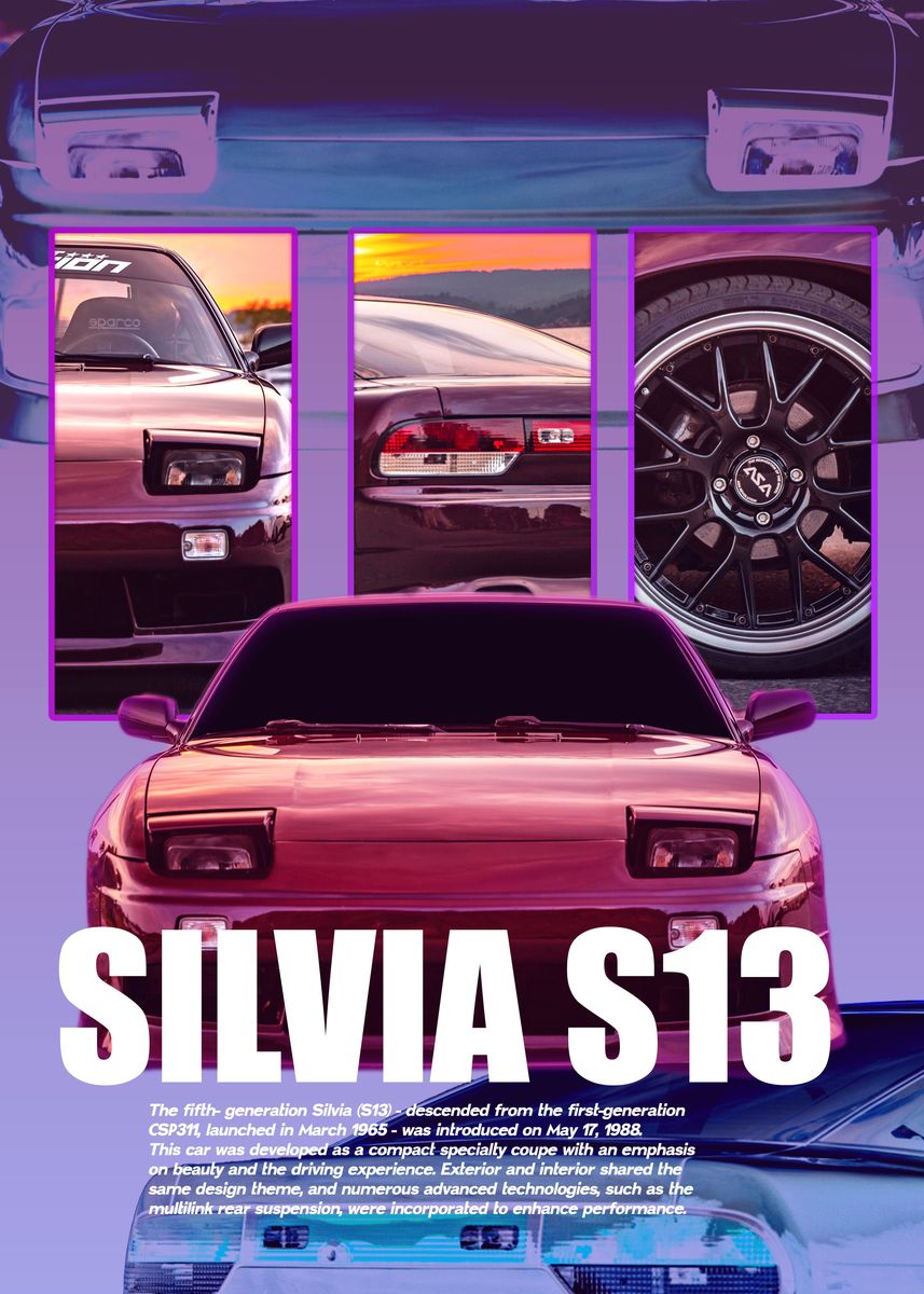 'Silvia S13 JDM Car' Poster, picture, metal print, paint by your poster ...