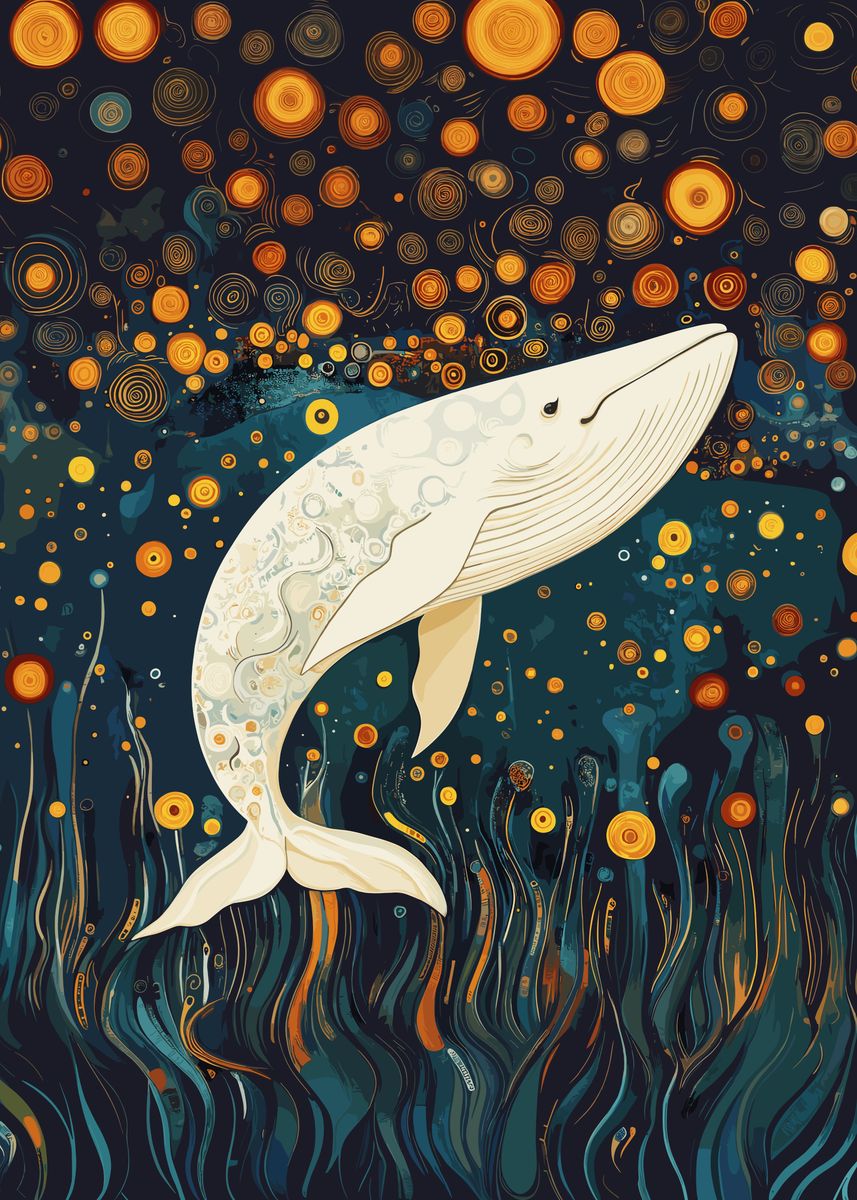 'Flaoting White Whale Art' Poster, picture, metal print, paint by Omar ...