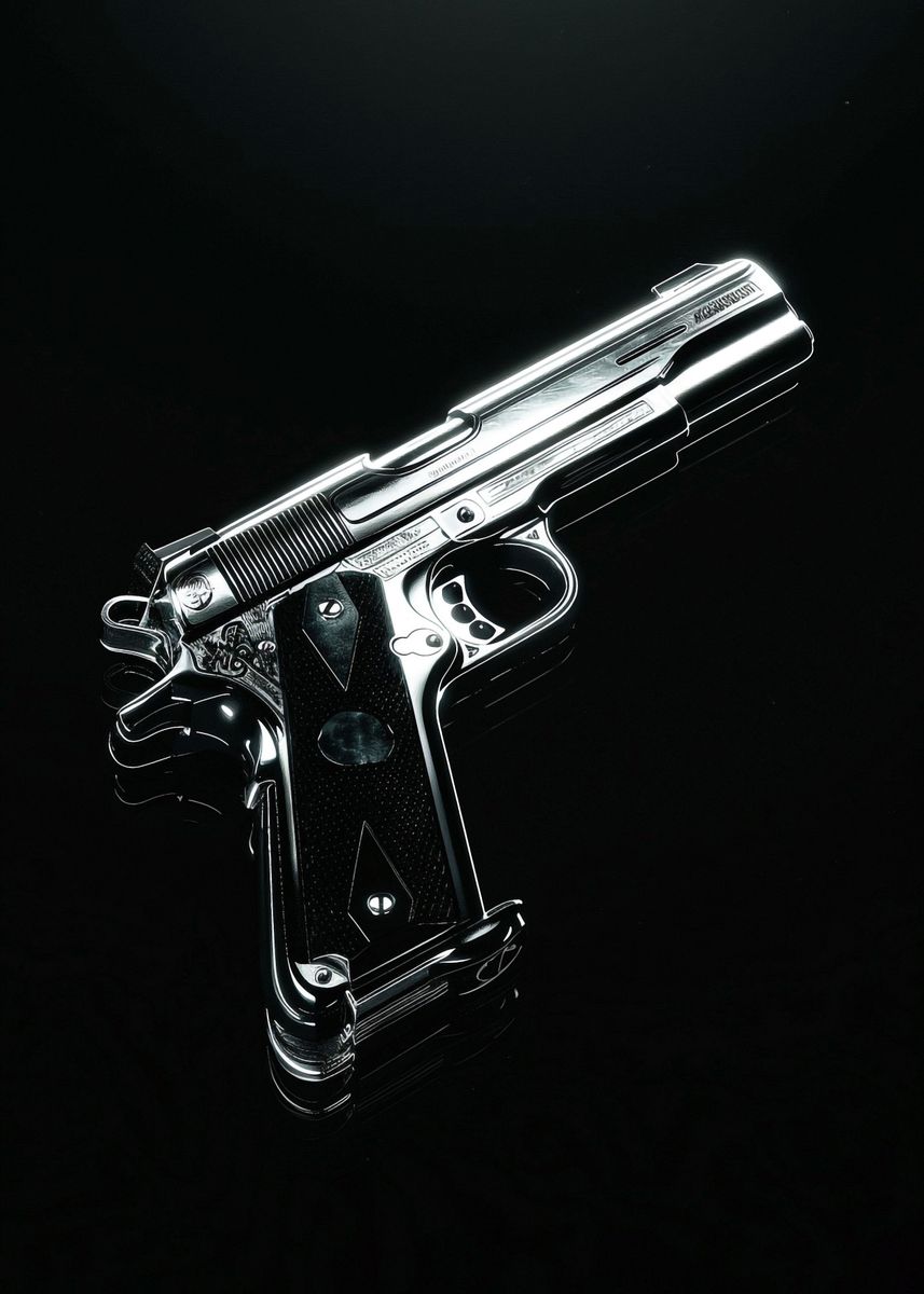 'M1911 Pistol weapon graphi' Poster, picture, metal print, paint by ...