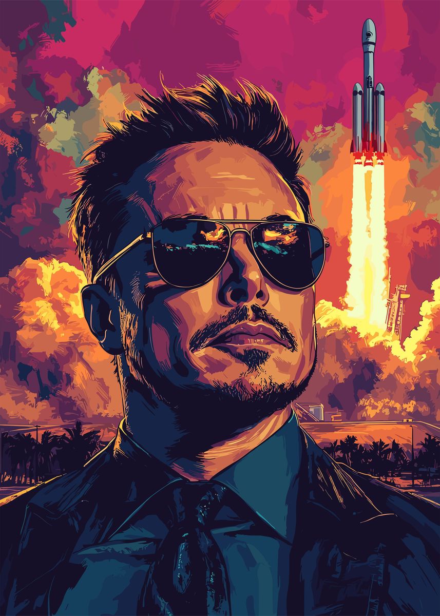 'Rocket Tesla' Poster, picture, metal print, paint by Luminescent Light ...